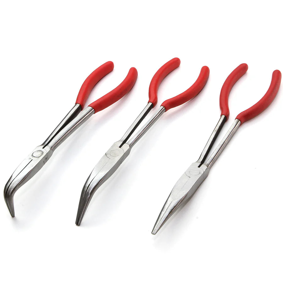 Drill Hog® Needle Nose Pliers Set Long Reach Angle Head 8 Piece Set