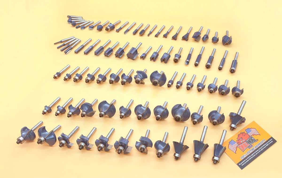 Drill Hog® Super Premium Carbide Router Bit Set 80 Pieces Lifetime War