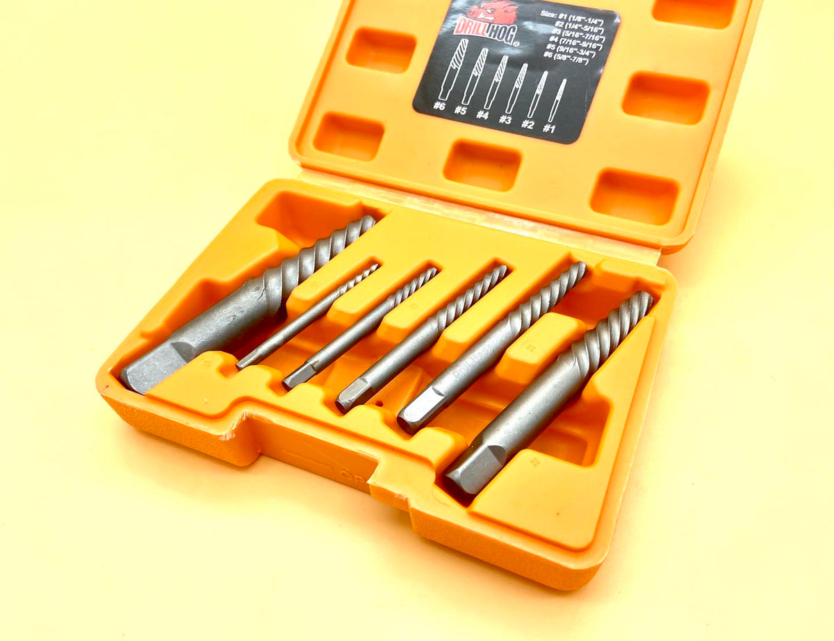 12 Pc Screw Extratcor Set Easy Outs Drill Hog® Lifetime Warranty