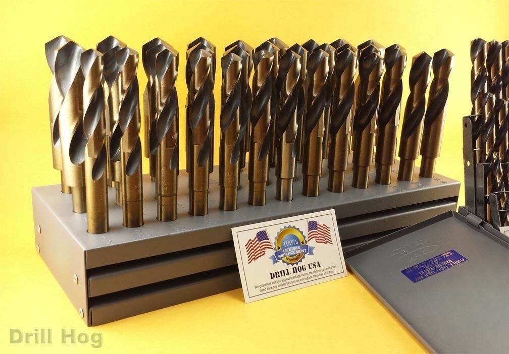 62 Pc Silver & Deming Drill Bit Set 1/16" to 1" Drill Hog USA Lifetime